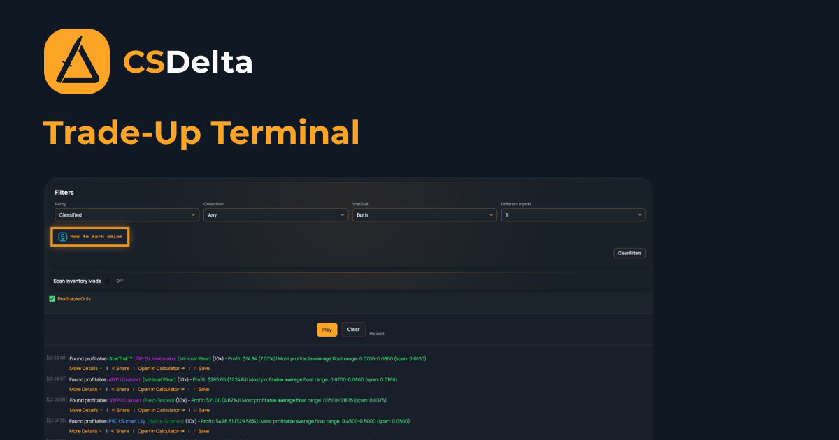 CS2 Trade-Up Terminal | Find Profitable Trade-Ups | CSDelta | CSDelta